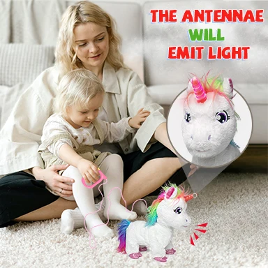 Remote Control Walking Unicorn Toy Light Up Horn Electronic Pet Pony ...