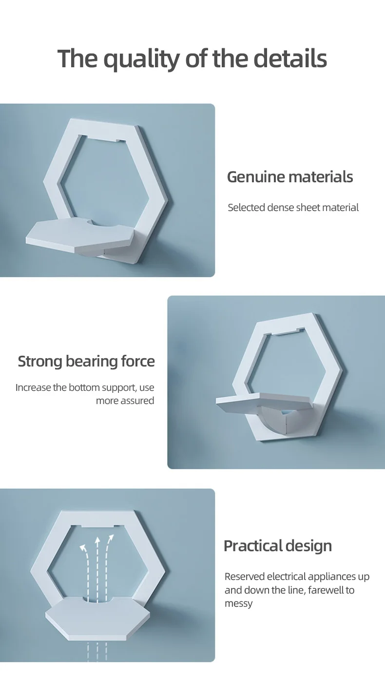 Wall-mounted Decorative Hexagon Storage Rack - PVC