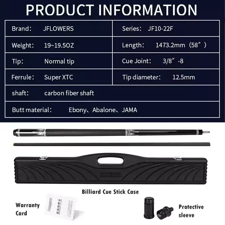 JFLOWERS Cue Jf20-26 Gold Armor Billiards Kit - Carbon Fiber Pool Cue