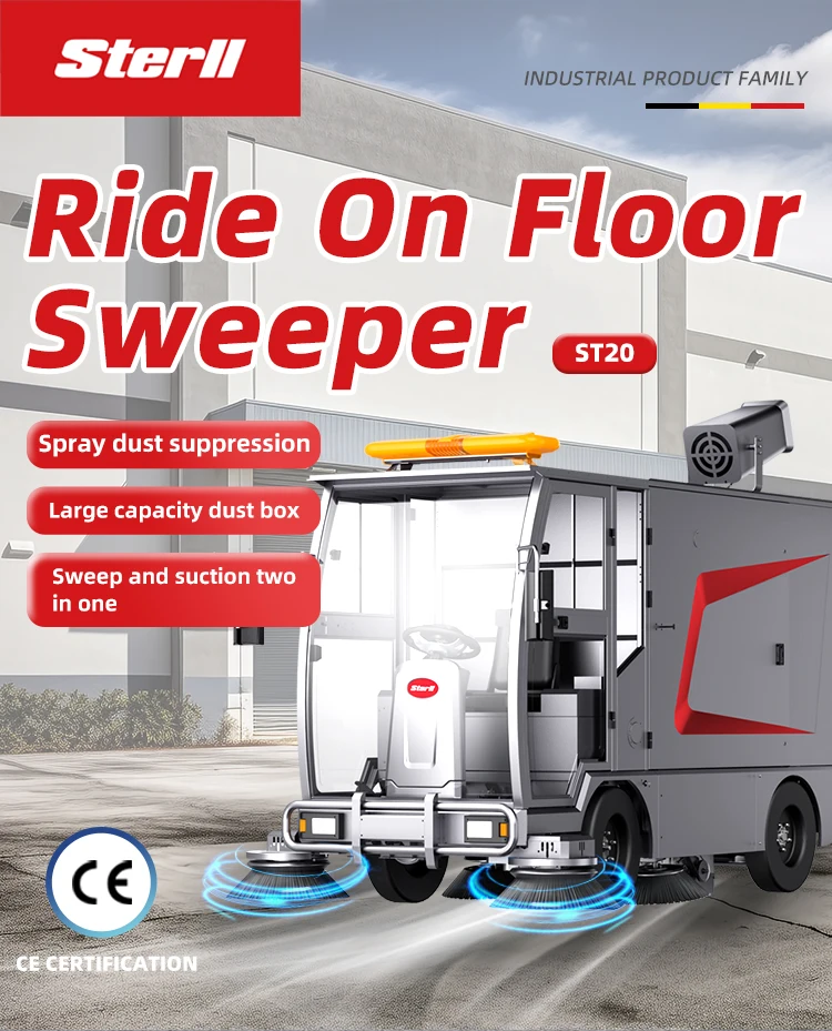 Industrial Outdoor Garbage Sweeper Truck 4 Wheel Steering Cleaning ...