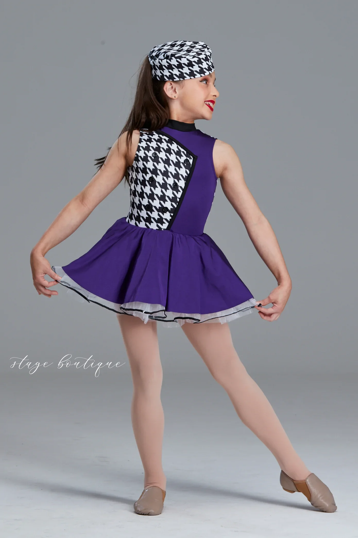Kids Swallow Gird And Purple Lycra Fabric Jazz/tap Tutu Dance Wear With ...
