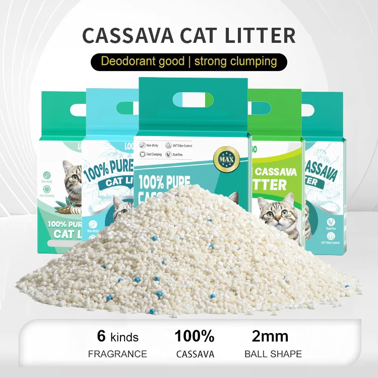 Dust Free Eco-friendly Cassava Cat Litter Free Sample Fast Water ...