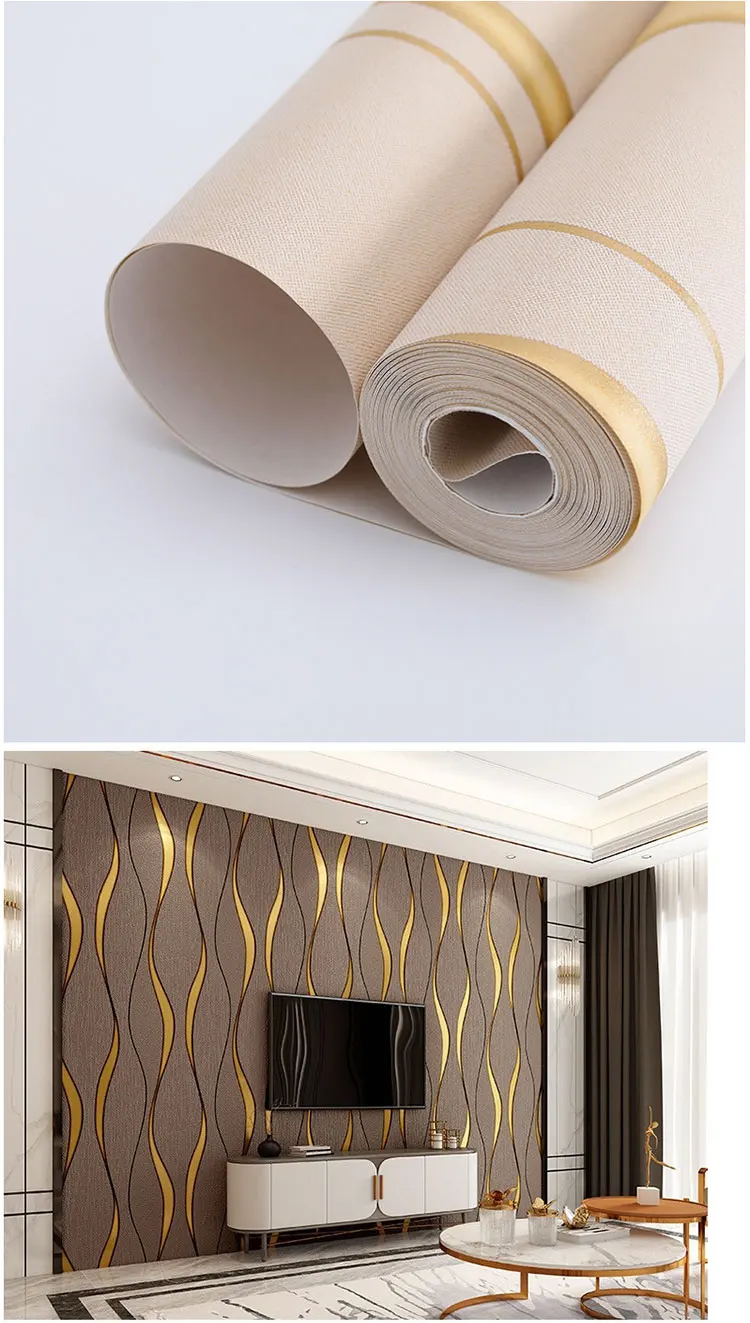 Modern 3D Embossed Geometric Stripes Wallpaper for Living Room and ...