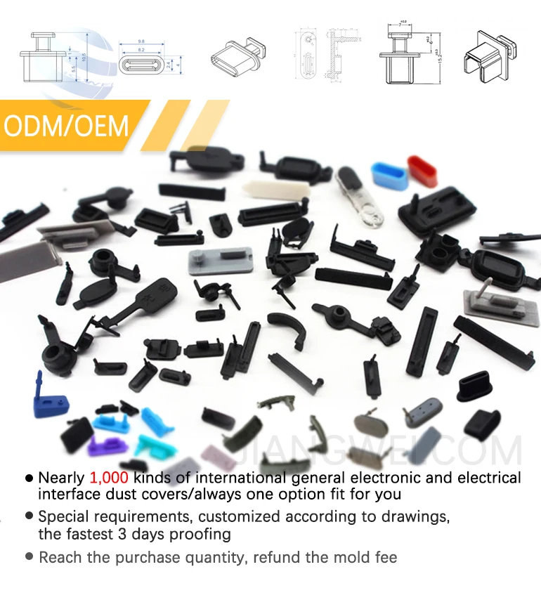 Universal White Male Female Micro Usb a Types c Silicone Rubber Anti ...