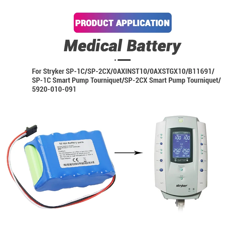 12V 2500mah Ni-Mh Rechargeable Medical Battery for SP-1C Smart Pump ...
