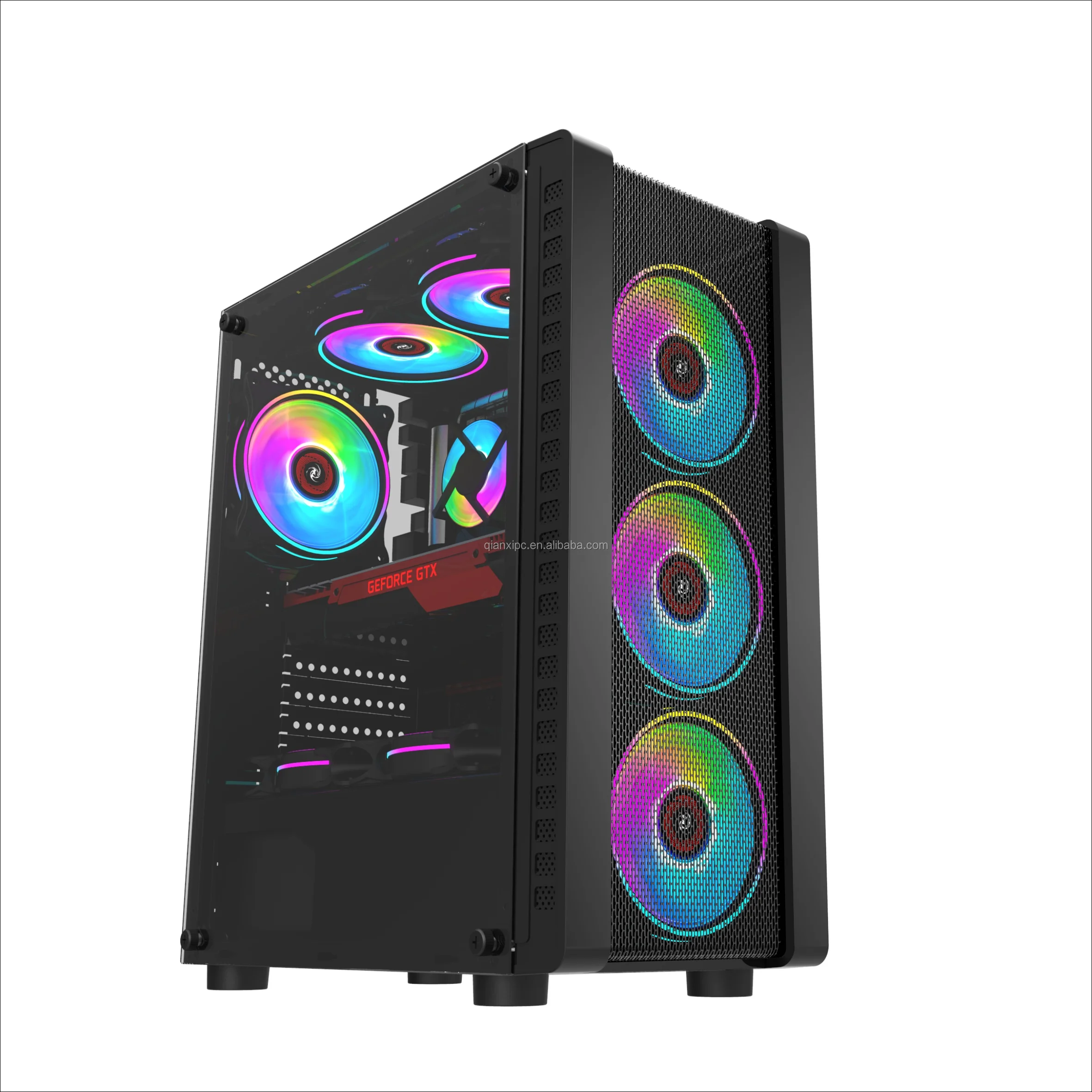 High Quality Mesh Gaming Case Transparent Glass Side With Rgb Fan - Buy ...