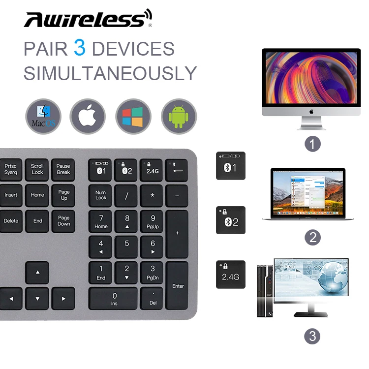 Custom Full Size Wireless Keyboard - Ergonomic & Multilingual