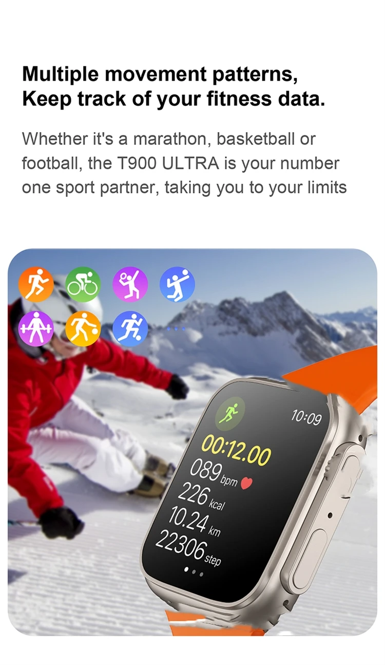 Latest Series 8 Smartwatch Ip68 Waterproof T900 Ultra Hiwatch Plus Pk ...