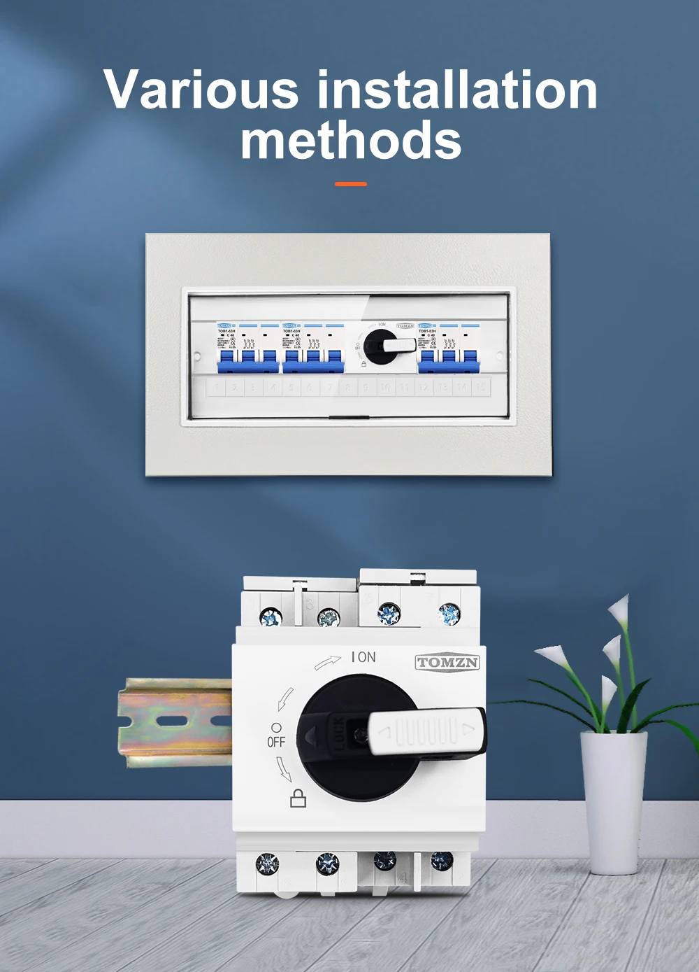 TOMZN PV DC 1200V 32A Solar Isolator - Reliable Rotating Handle