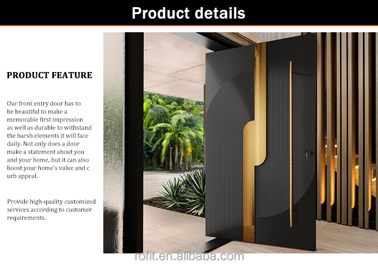 Customized Villa Luxury Solid Wood Exterior Door Main Entrance Pivot ...