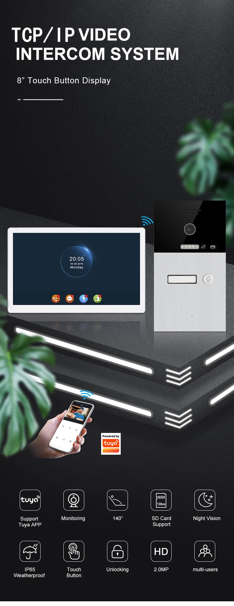 Ip System 8 Inch Full Touch Screen Video Door Phone Professional ...