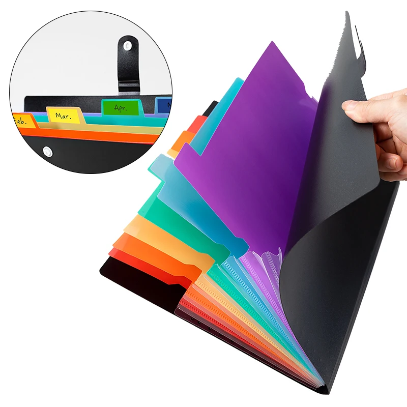Fashionable 6 Pocket Pp Plastic Rainbow Expanding File Folder With ...