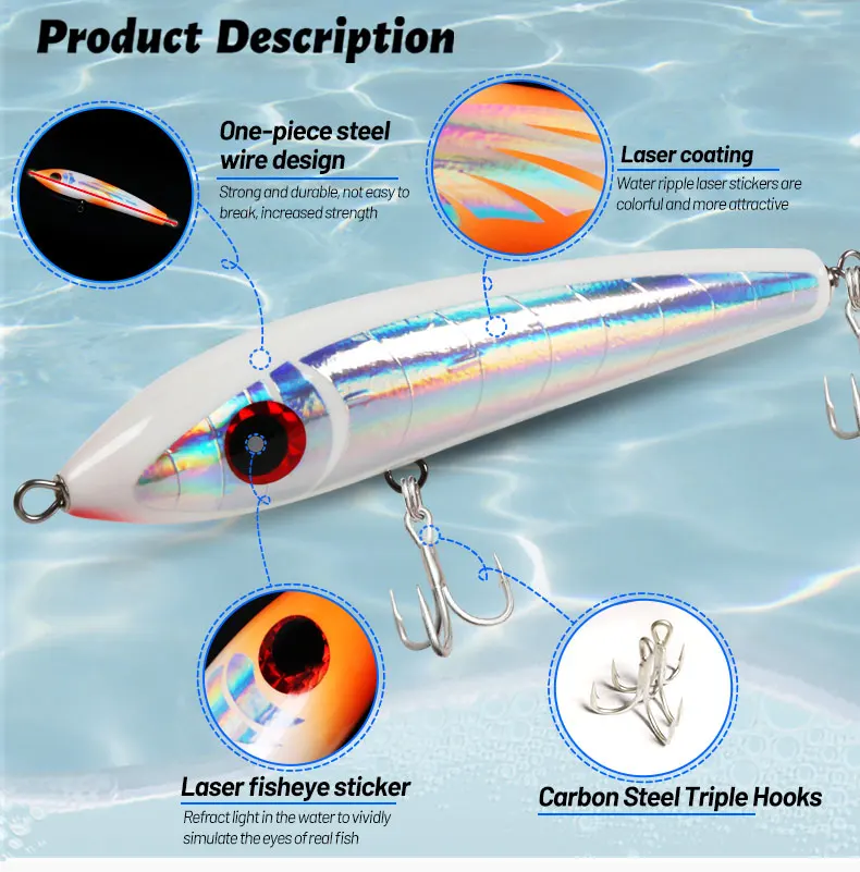 WD118 Carpenter Wood Floating Popper Stickbait Fishing Lure