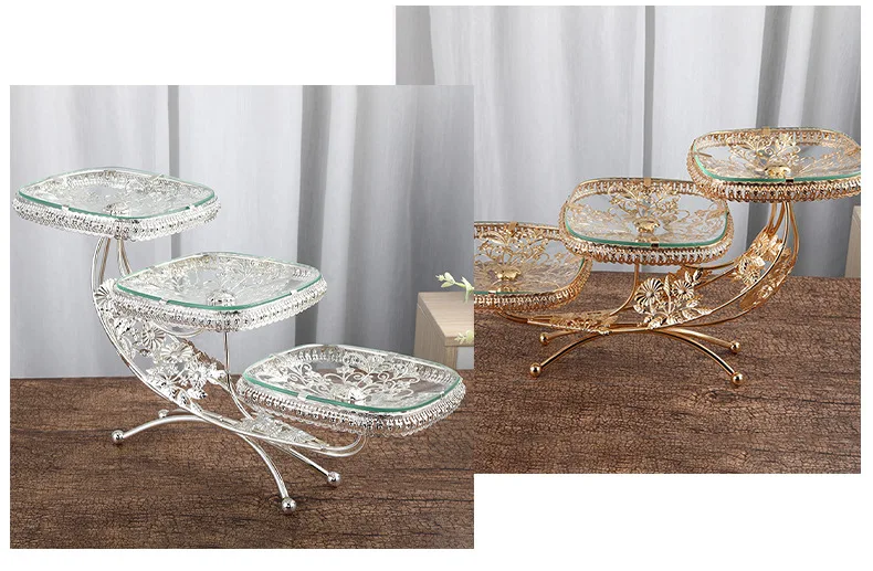 Decorative Metal Trays European Style 3 Tiers Fruit Serving Trays for ...