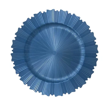 13 Inch Blue Plastic Plate Afternoon Tea Irregular Shape Dessert Plate ...