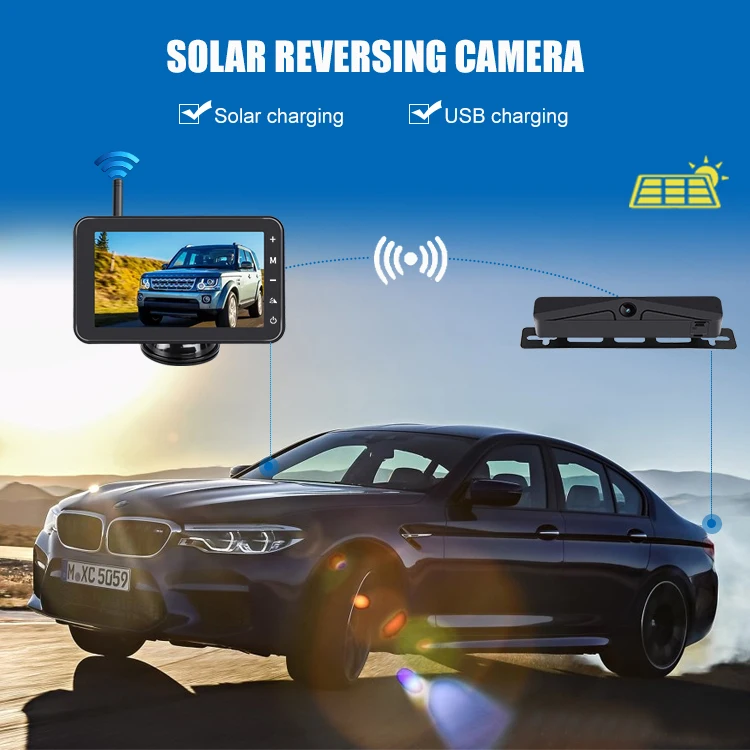 New Arrival Wireless Solar Power Car Rear View Camera 4.5 Inch Monitor ...