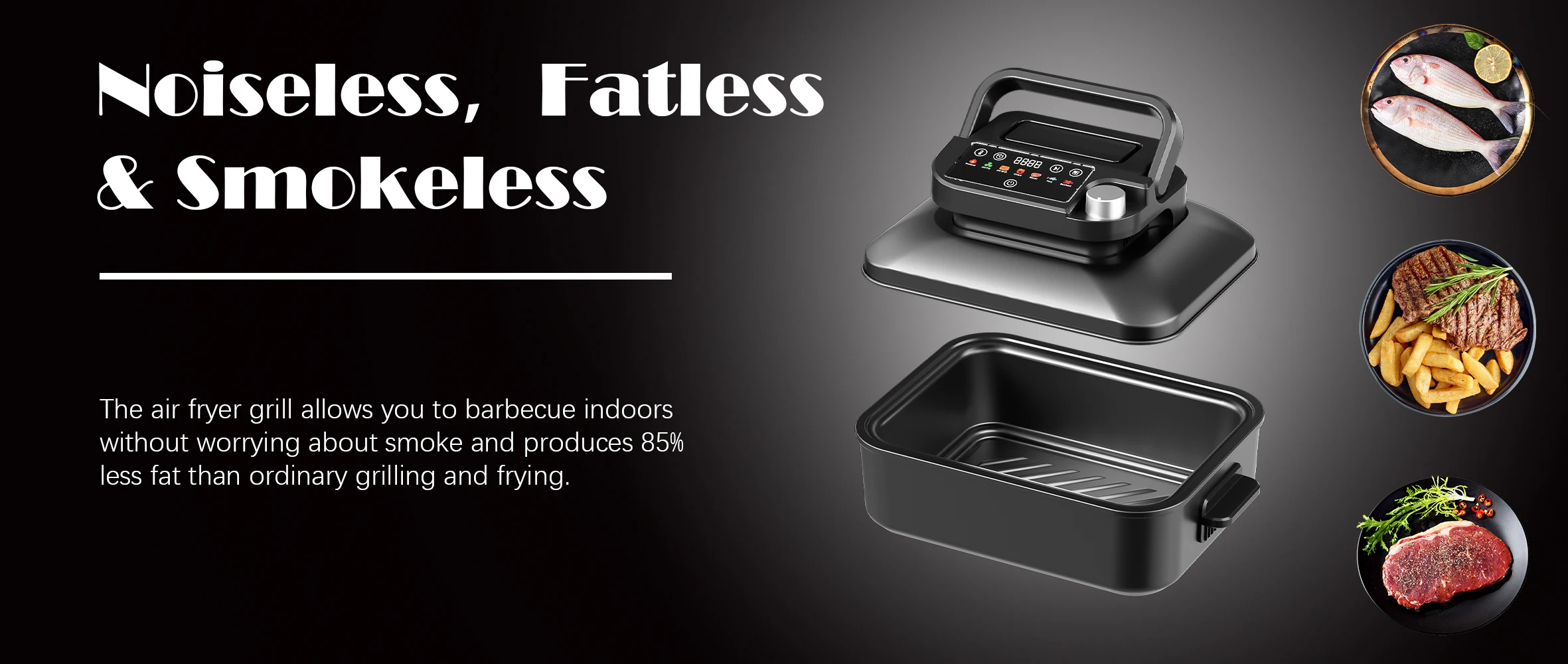 1500w 6 Liters Oven Air Grill Black Silver Smokeless Foodi 7-in-1 ...