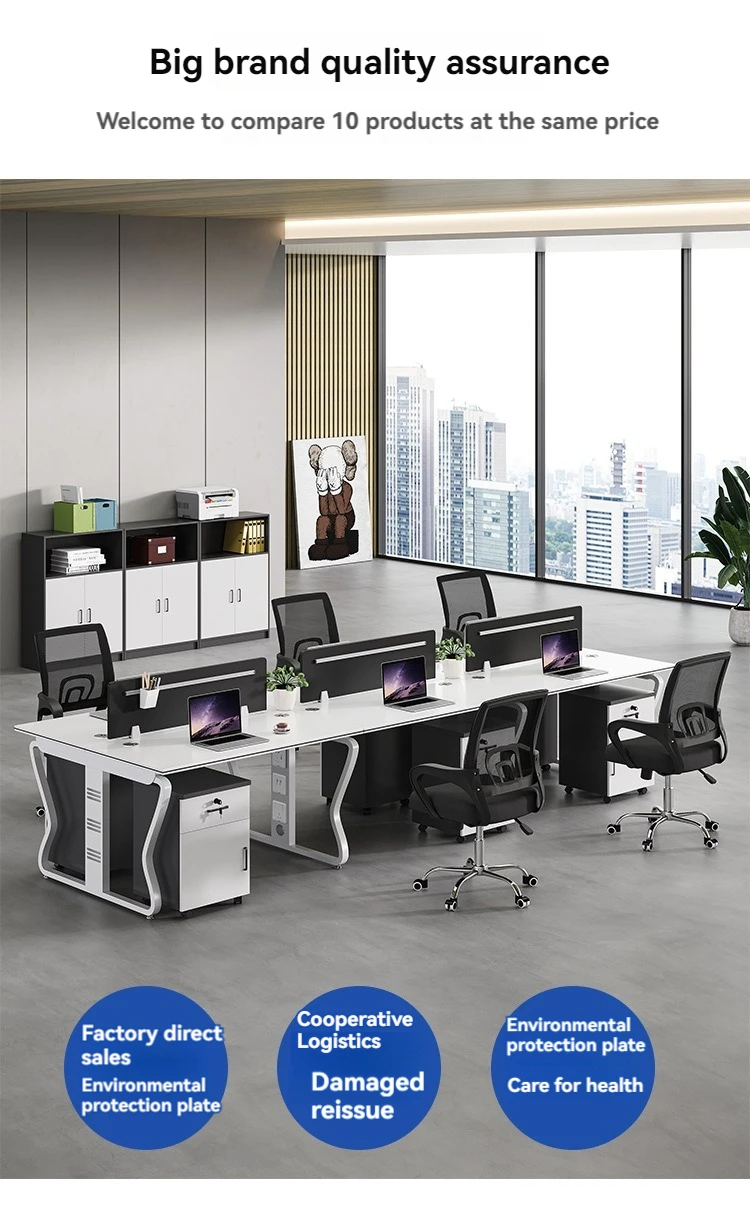 Modern Modular Office Cubicle Partition Table Furniture 4 6 Seater ...