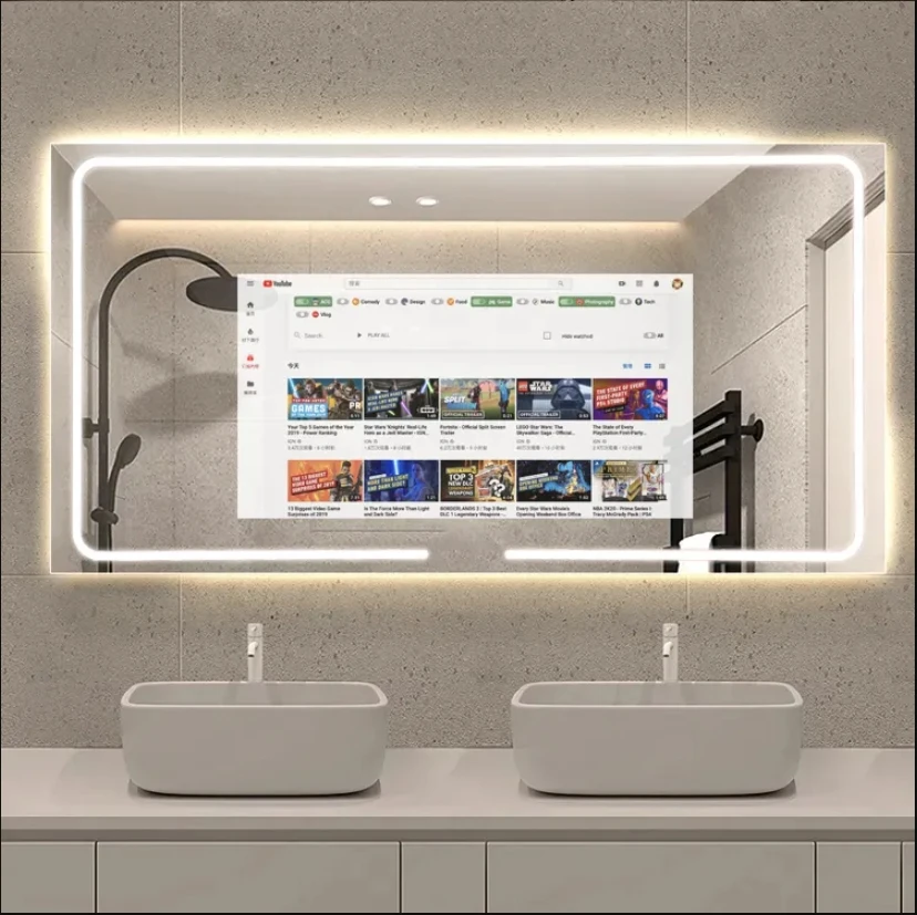 Hospitality Hotel Bathroom Front Lit Led Mirror Smart Make Up Mirror ...
