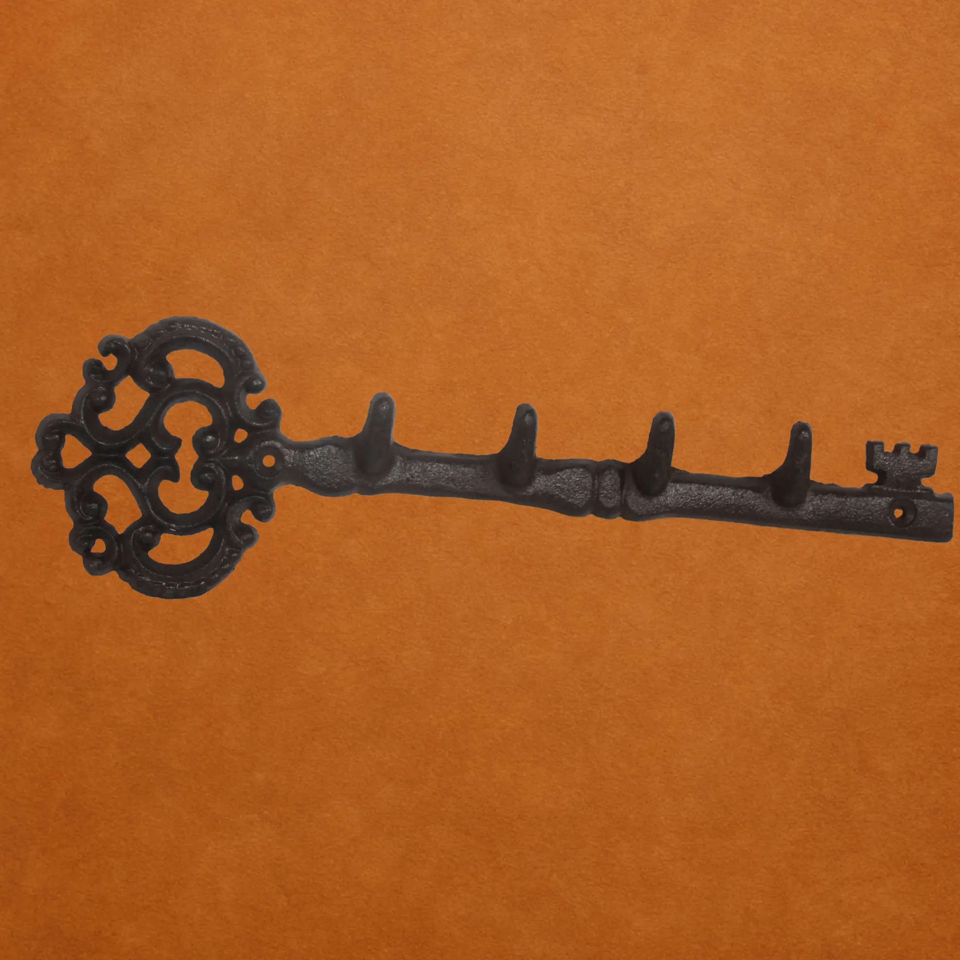 Cast Iron 4-Hook Key Themed Signage Set Modern & Traditional Style with ...