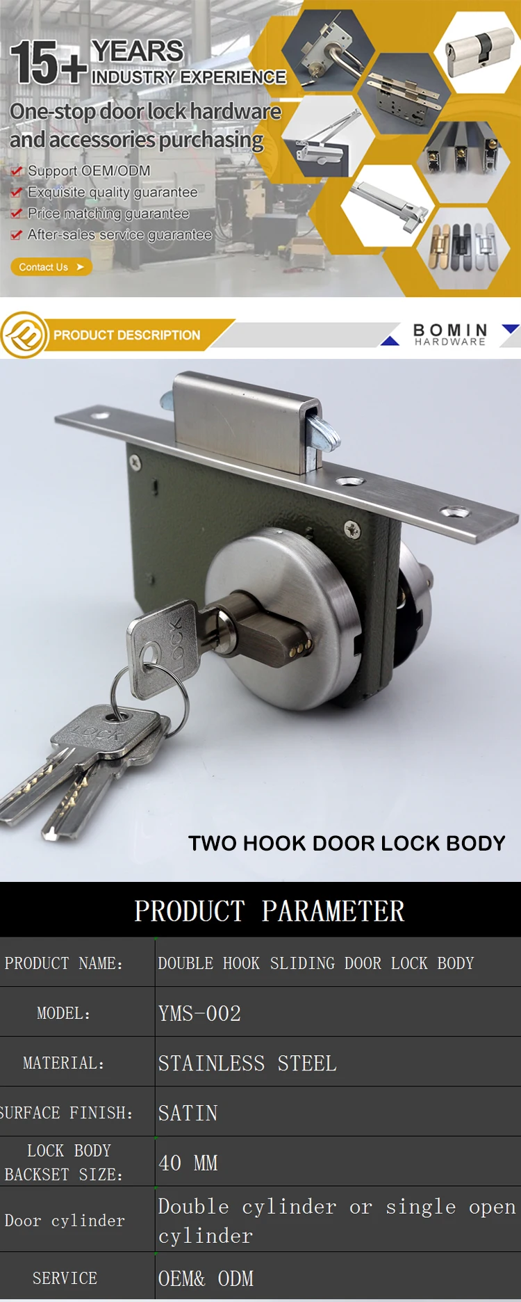 High Security Double Hook Sliding Door Lock with Key| Alibaba.com