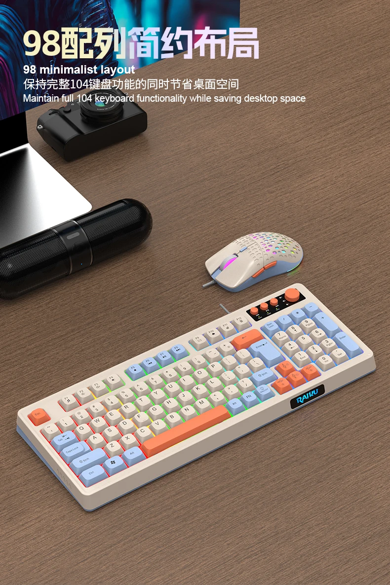 K98 T98 Wired Gaming Keyboard & 6D Mouse Combo - Ergonomic & LED Backlit