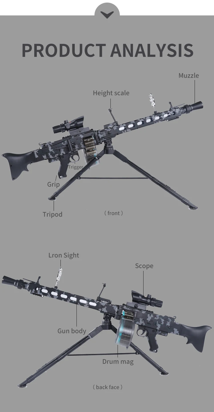 Mg3 Electric Airsoft Foam Eva Toy Gun For Shell Ejection Nerf Gun ...