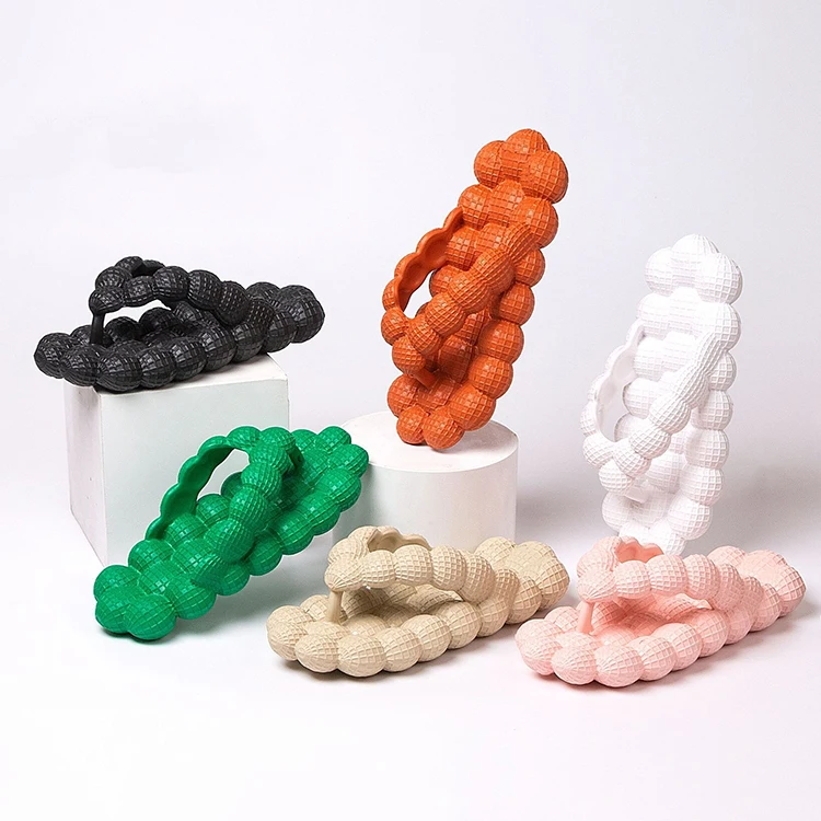 Wholesale Factory Fashion Summer Bubble Flip Flops Flat Massage Peanut ...