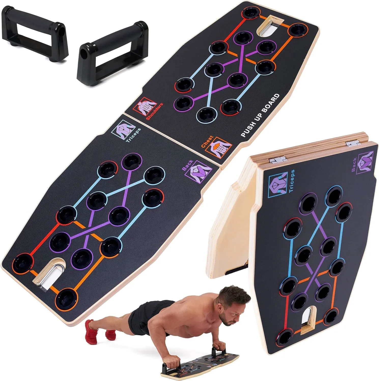 Wellshow Sport 2024 Latest Wooden Push Up Board Foldable Home Gym ...