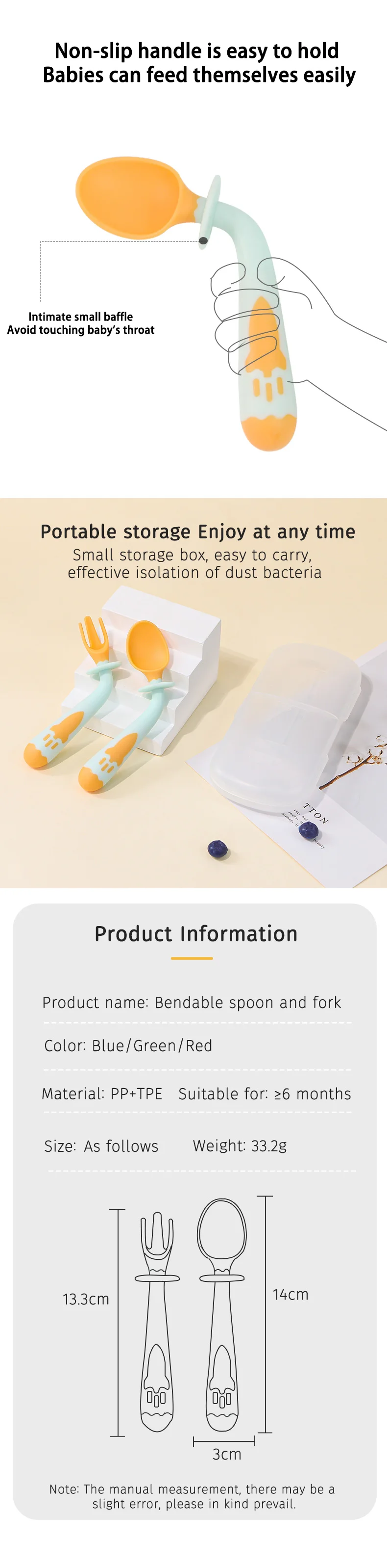 2023 New Bendable Reusable Pp Plastic Children Tableware Toddler Kids Baby Products Training ...