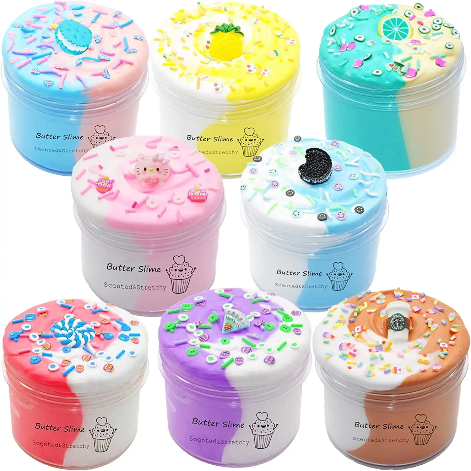 100ml Rainbow Butter Slime Kit Soft Non-Sticky Scented Slime for Girls ...