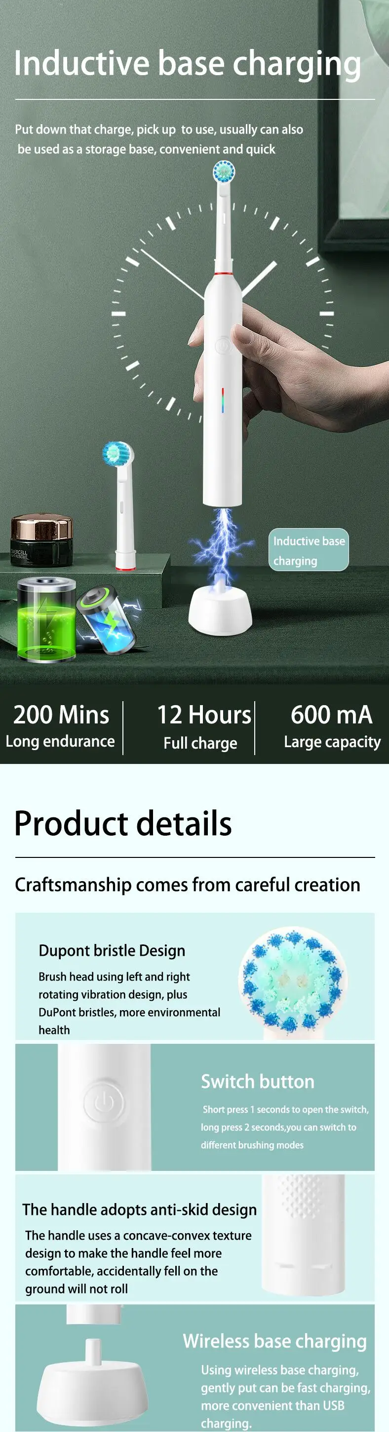 Oscillating Round Head Rotating Electrical Tooth Brush Custom Friendly ...