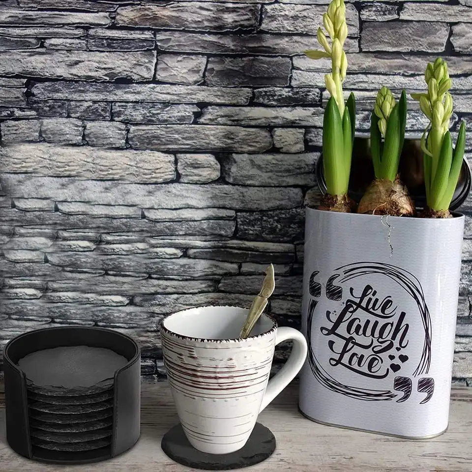 Wholesale Natural Slate Stone Coffee Cup Coaster Non Slip