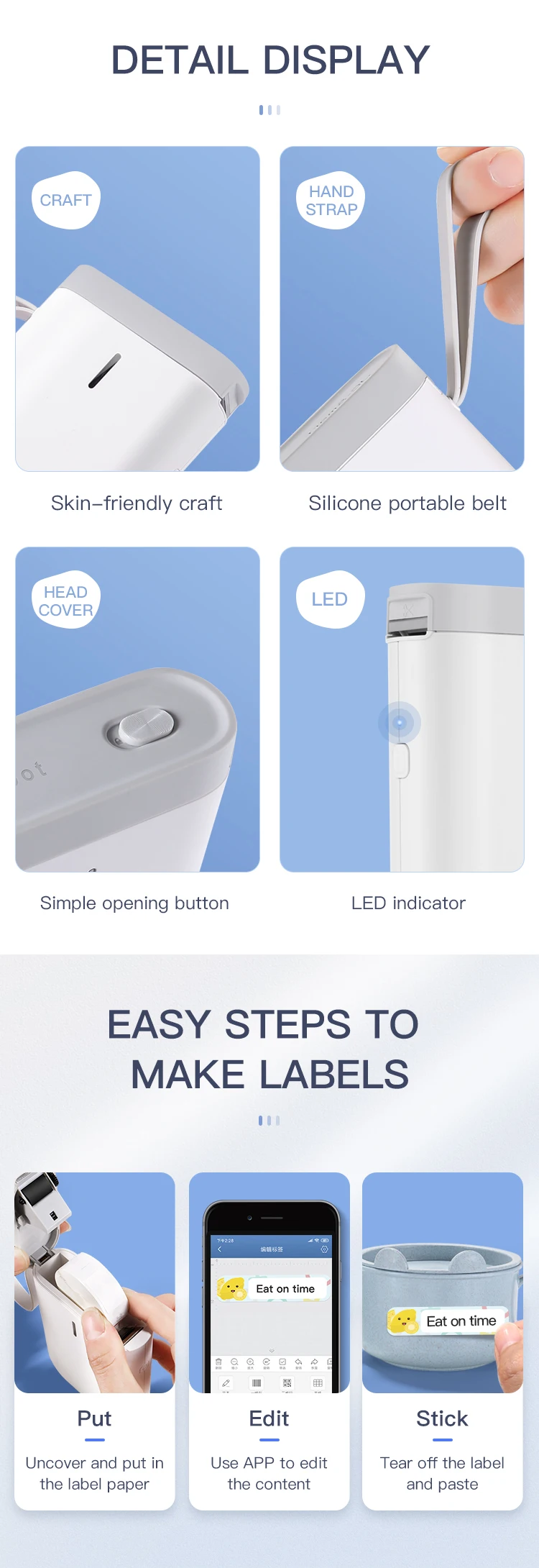 Jingchen Smart Bottle Home Portable Mini Thermal Printer For Labels ...