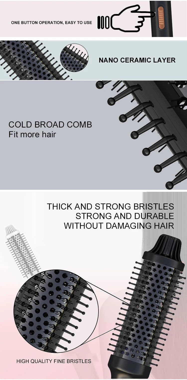 Multi Function Head Hot Curl Wand Round Brush Styler Ptc Heated Hair ...