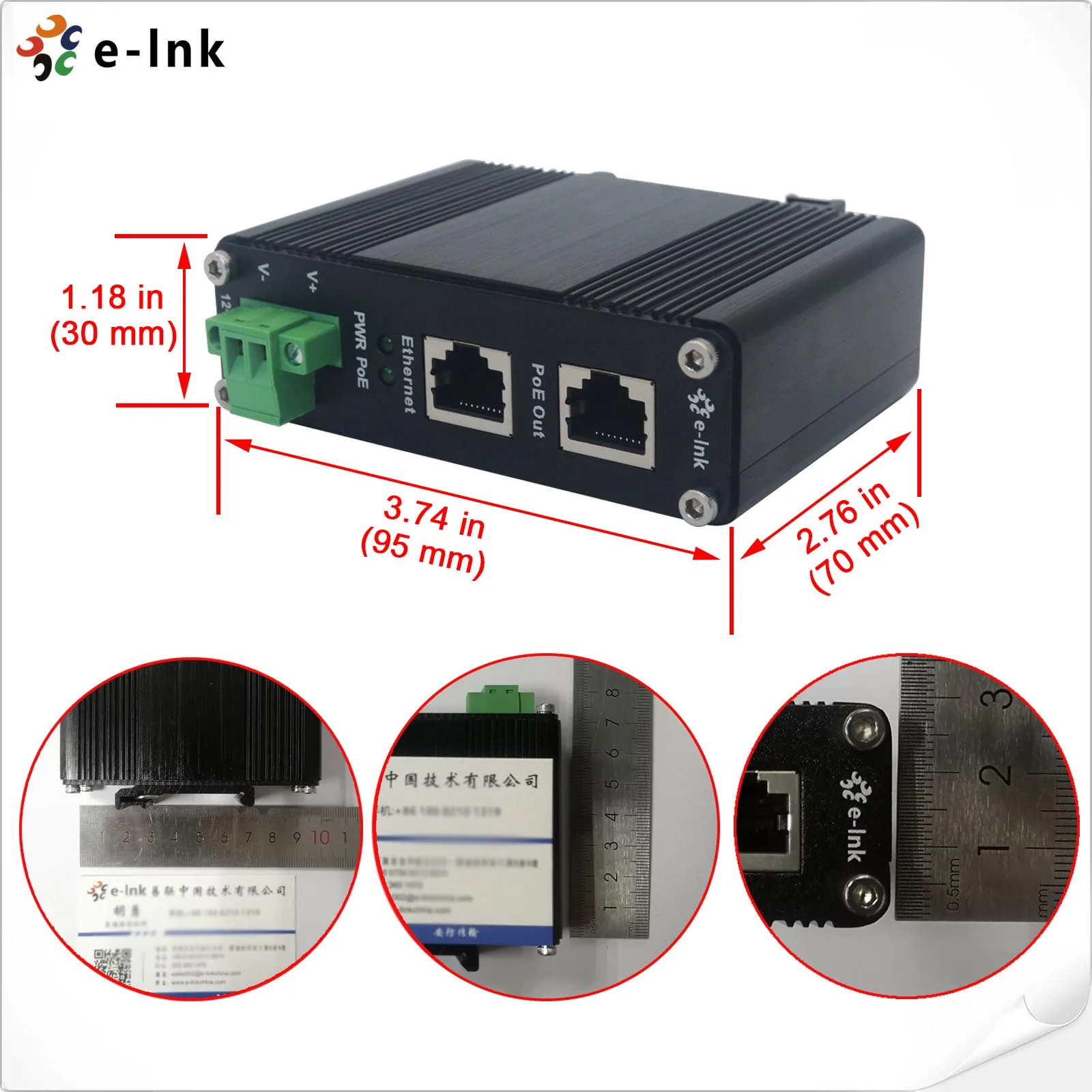 Hardened Industrial 10 100 1000m Gigabit Poe Injector 12-48v Dc Power ...
