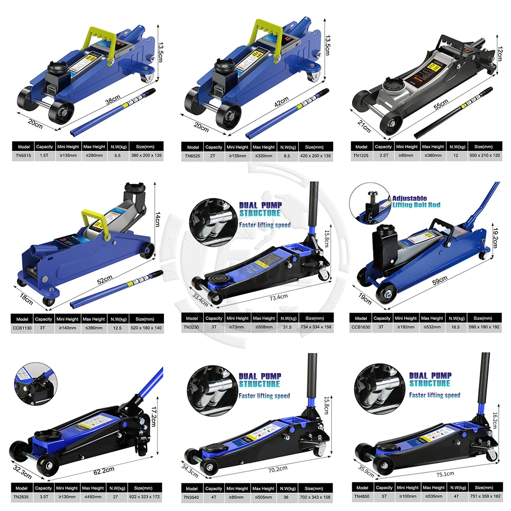 3T Hydraulic Floor Jack Horizontal Portable Automotive Jack 495mm ...