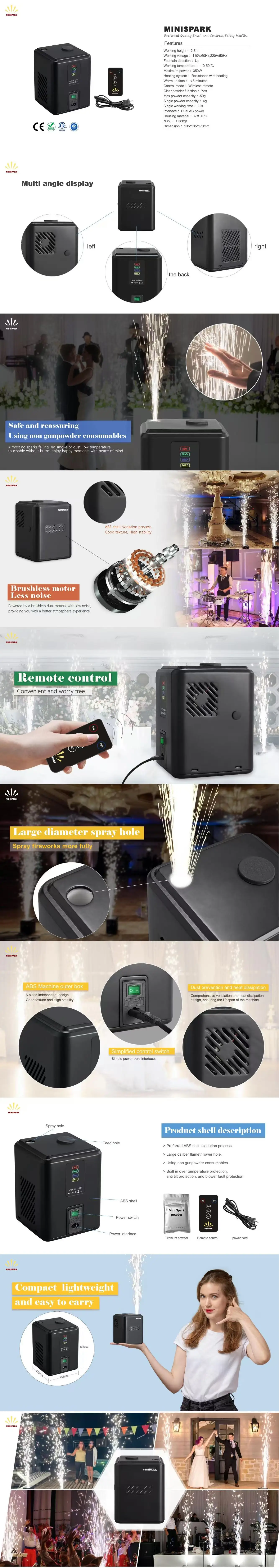 2026 Christmas Parties Battery Cold Spark Machine Cordless 350W ...