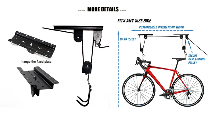 Ceiling-Mounted Bike Lift - Indoor Vertical Bike Rack Hoist, Wall ...