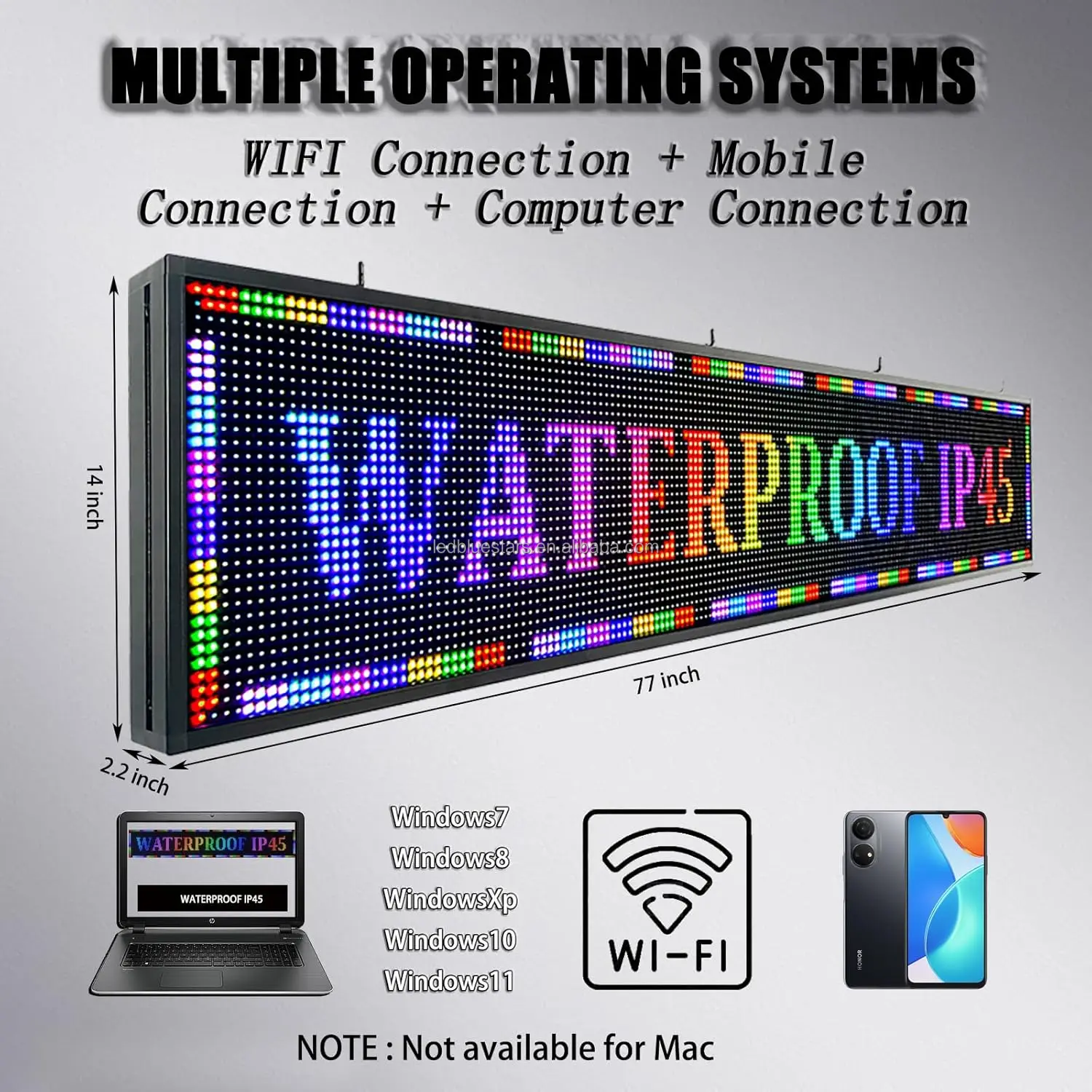 RS232 RS485 WIFI TCP/IP Port LED Display Sign IP65 Programmable