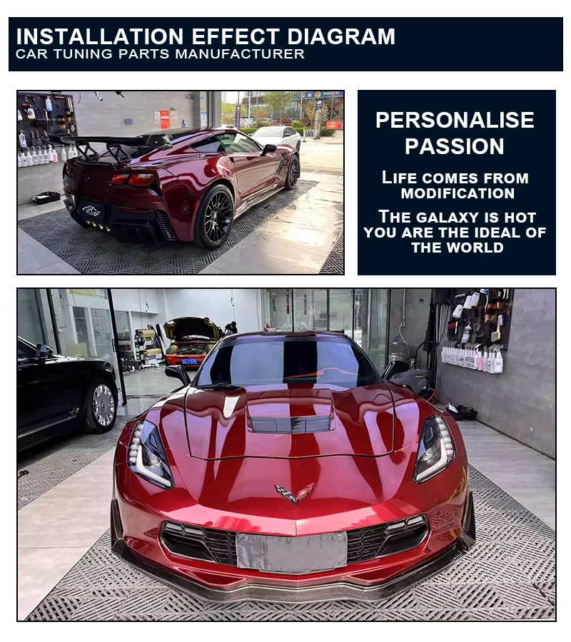 2013-2019 Chevrolet Corvette C7 Carbon Fiber Body Kit | Front Lip, Side ...