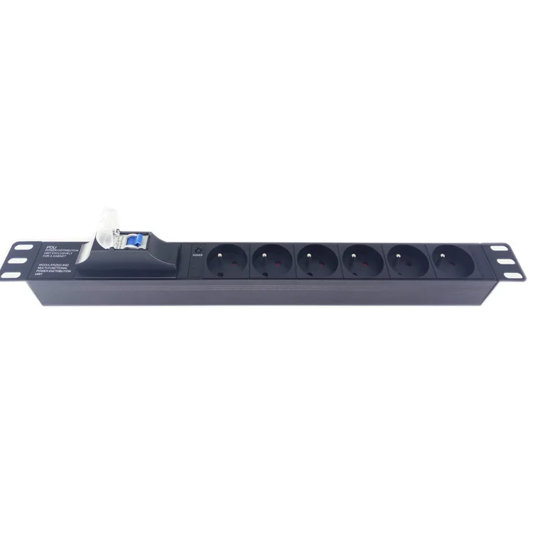 High Quality 1U 19 Inch EU France PDU Socket 8 Ports Switch 16A 250V ...
