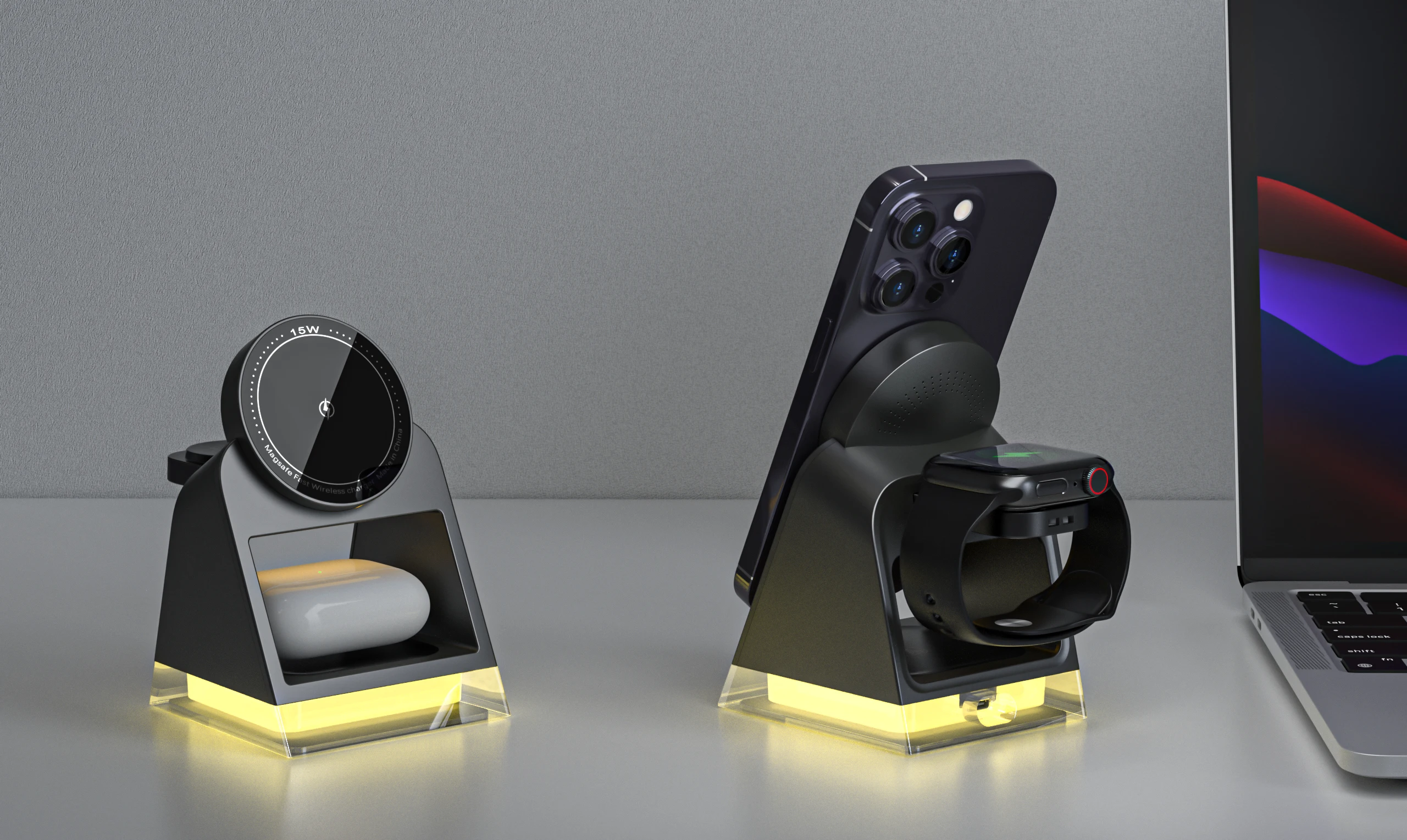 Innovative Magnetic 3 in 1 Wireless Charger - 15W Fast Charging
