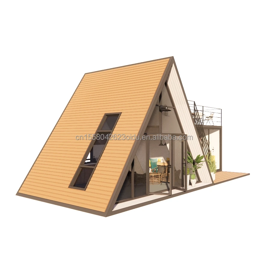 Modern Prefabricated Triangular Wooden House with Steel Structure