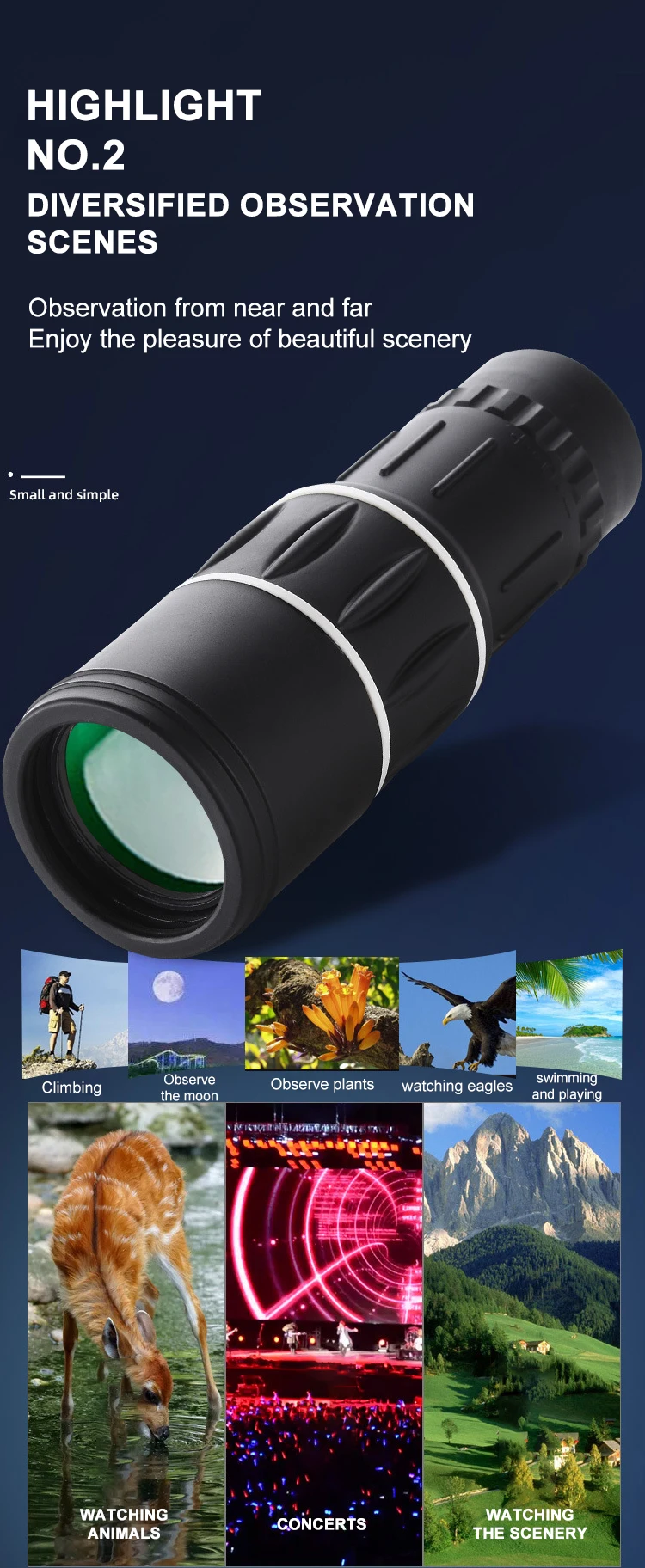 Pankoo 16x52 Monocular Telescope - Super Long Range Spotting Scope