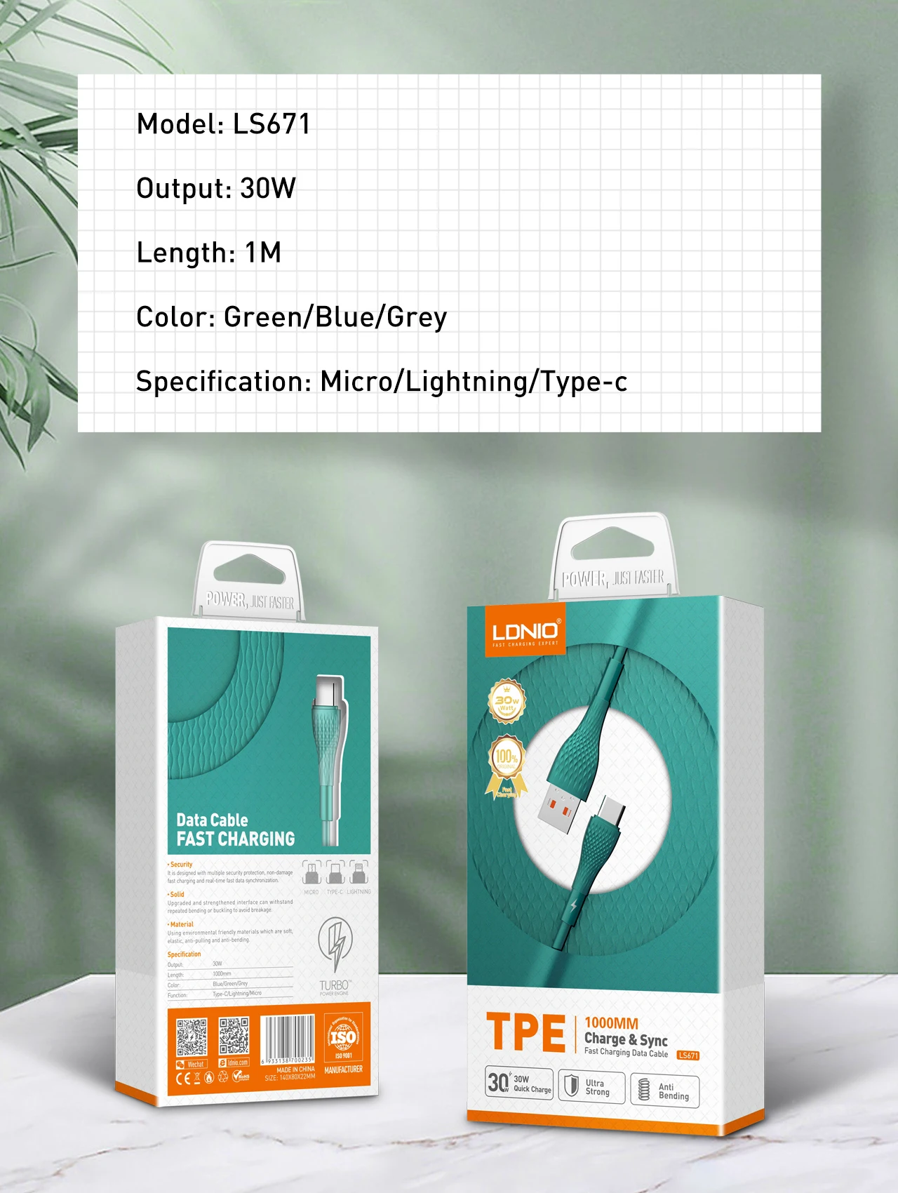 Ldnio Wholesale Ls661 30w Usb Cable Micro Type C Fast Charging 1m 2m ...