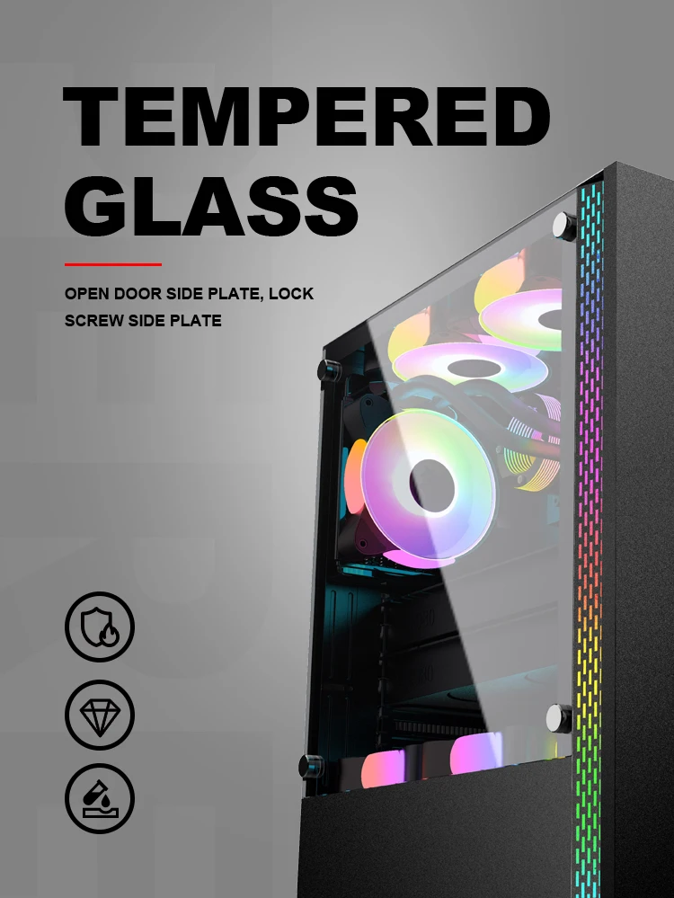 Side Glass White Pc Casing Cpu Cabinet Atx Full Tower Desktop With Lcd ...