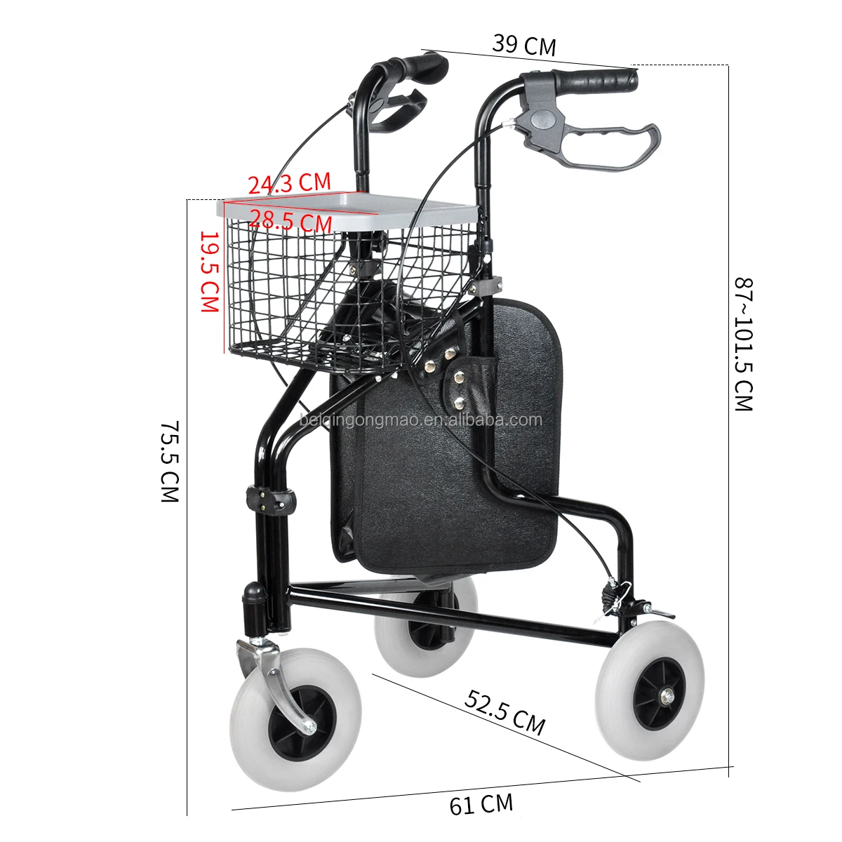 Customizable Lightweight Aluminium Three-Wheeled Rollator