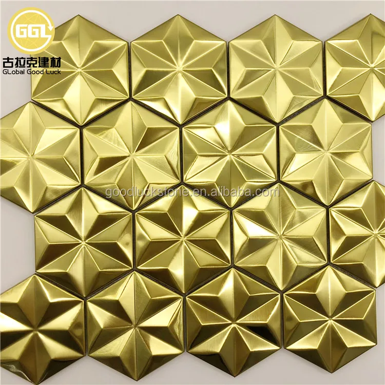 superb design 3D gold metal mosaic tile for interior wall decor ...
