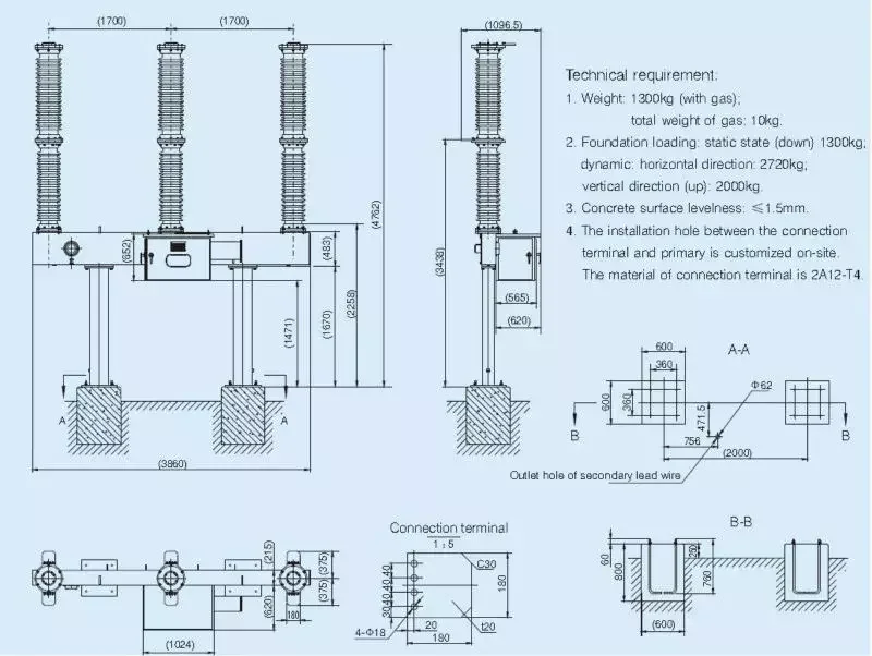 110KV to 145KV High Voltage Outdoor SF6 Circuit Breaker